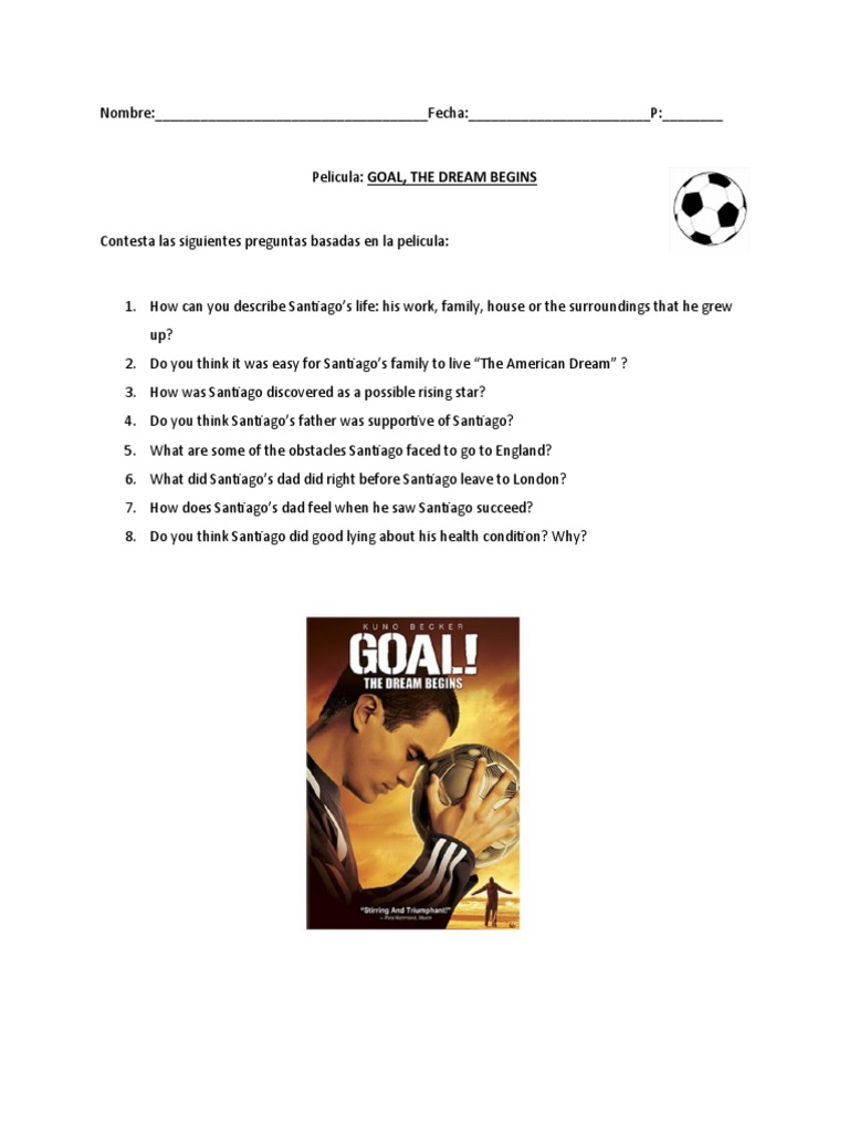 GOAL Movie Discussion Questions | PDF