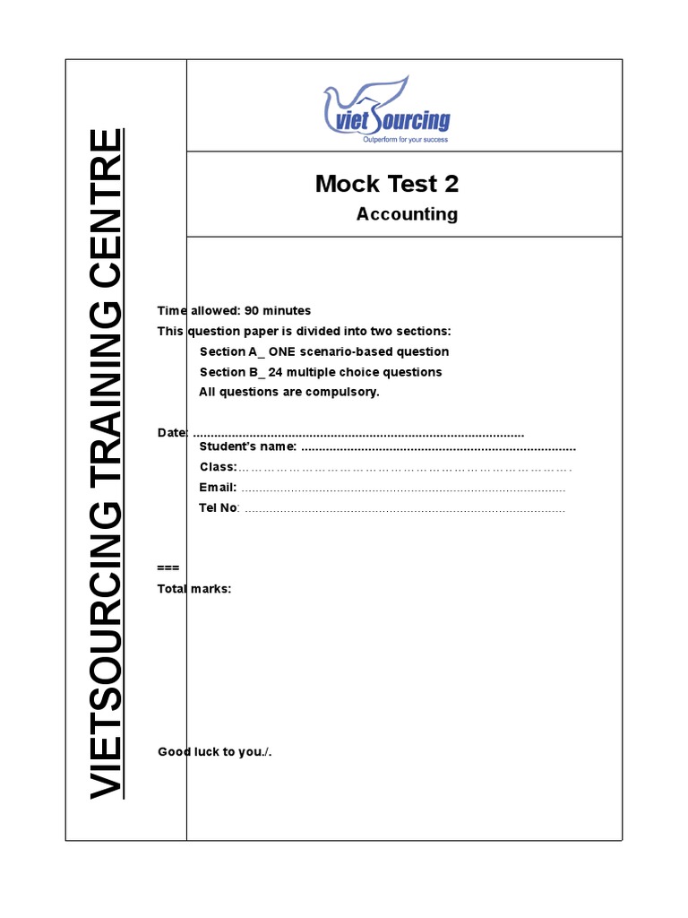 Accounting - UEB - Mock Test 2 - STD | PDF | Debits And Credits ...
