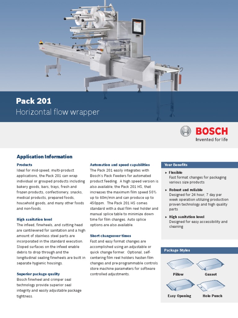 Bosch Pack 201 Horizontal Flow Wrapper | PDF | Technology & Engineering