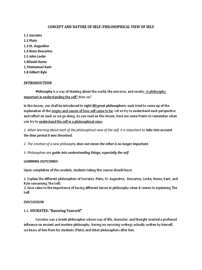 Concept and Nature of Self | PDF | Socrates | John Locke