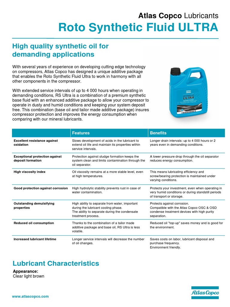 Roto Synthetic Fluid ULTRA: High Quality Synthetic Oil For Demanding ...
