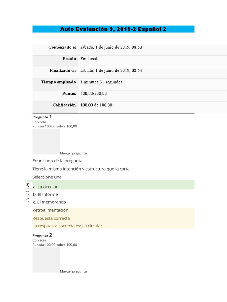 Autoevaluación Español 2: Lección 9 | PDF