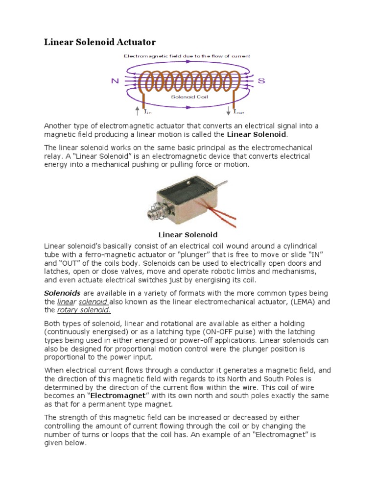 Linear Solenoid Actuator Guide | PDF | Electric Motor | Actuator