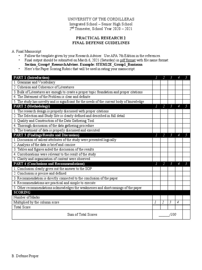 Final Defense Guidelines for Research | PDF | Data | Science
