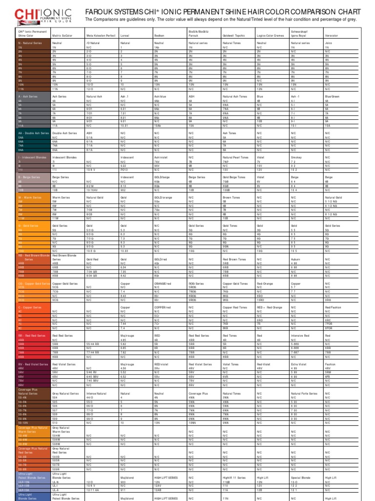 Chi Hair Color Chart Book