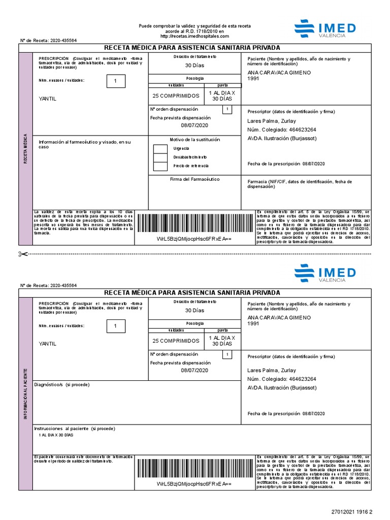 08 - 07 - 2020 13 - 23 - Yantil | PDF | Prescripción médica | Farmacia
