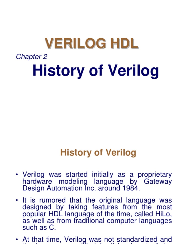 Chapter 2 - History of Verilog | PDF | Hardware Description Language ...