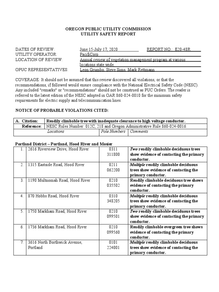 Pacific Power (PacifiCorp) System-Wide Vegetation Review 2020 by Oregon ...