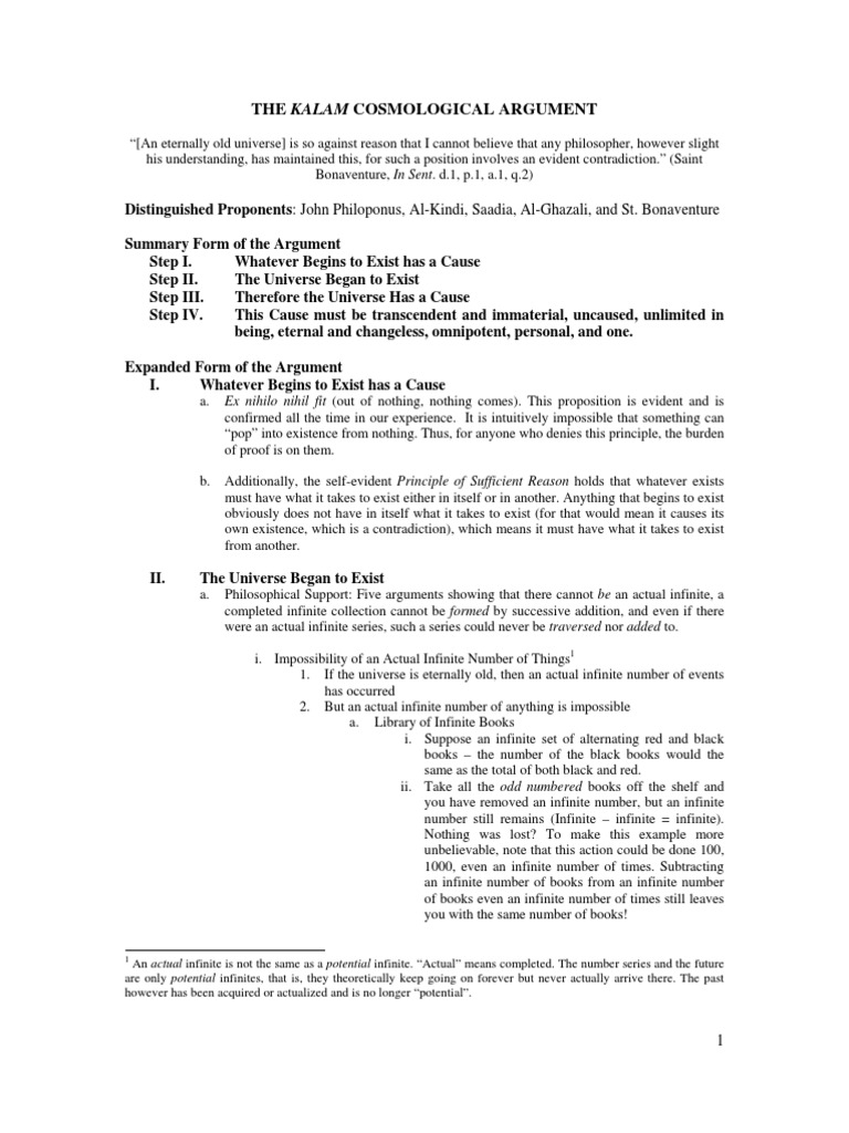 Kalam Cosmological Argument | PDF | Universe | Infinity