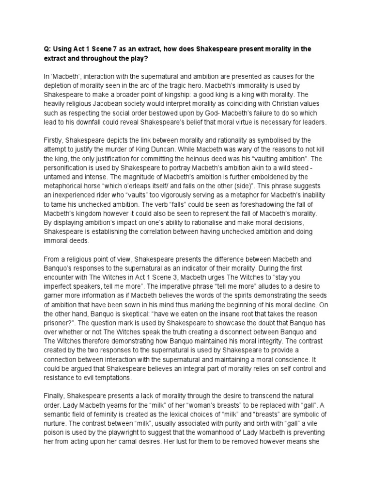 Q - Using Act 1 Scene 7 As An Extract, How Does Shakespeare Present ...