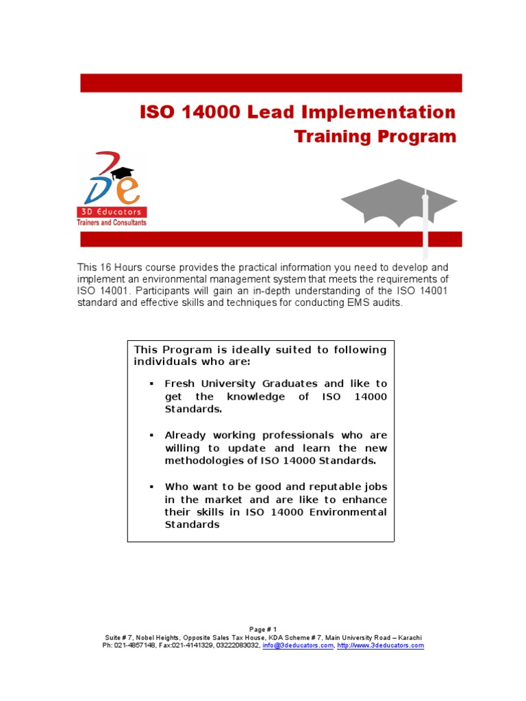 ISO 14000 Lead Implementation: Training Program | PDF | Audit ...