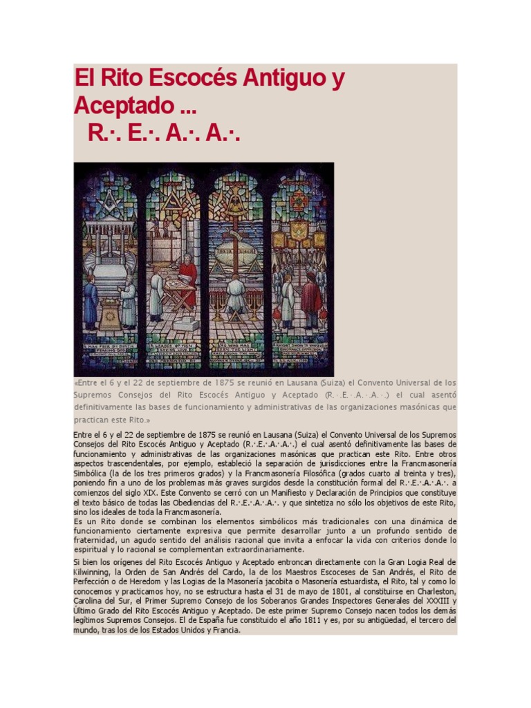 Rito Escocés Antiguo y Aceptado: Historia y Estructura | PDF ...