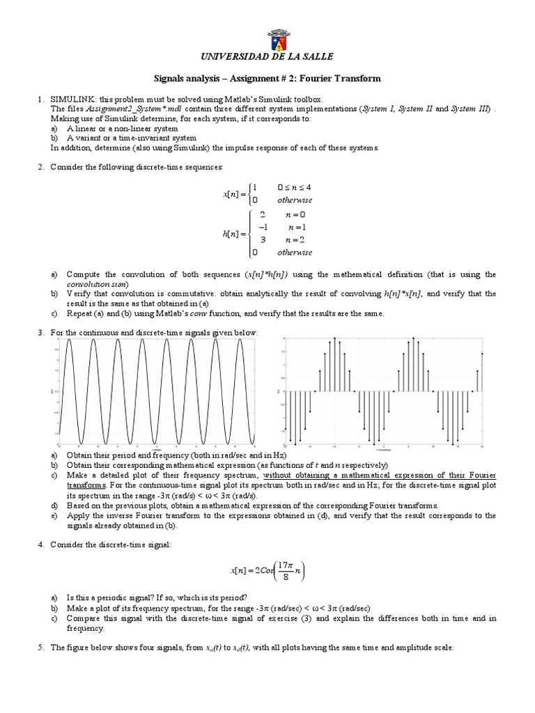 Signals Analysis - Assignment # 2: Fourier Transform: Universidad de La ...
