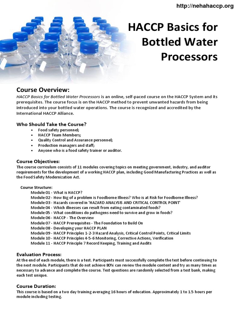HACCP Basics For Bottled Water Processors: Course Overview | Download ...