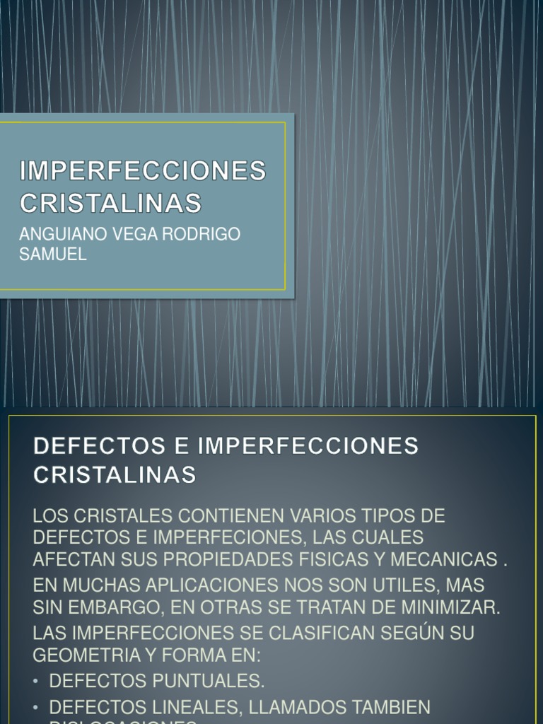Defectos e Imperfecciones en Cristales | PDF | Dislocación | Química