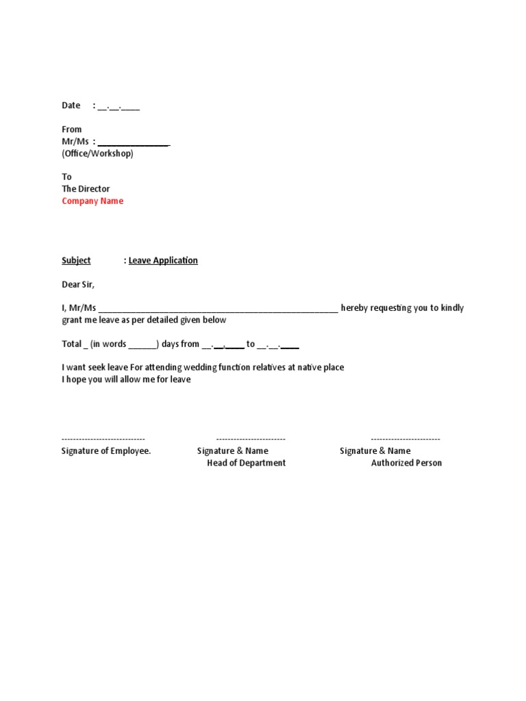 Leave Application | PDF