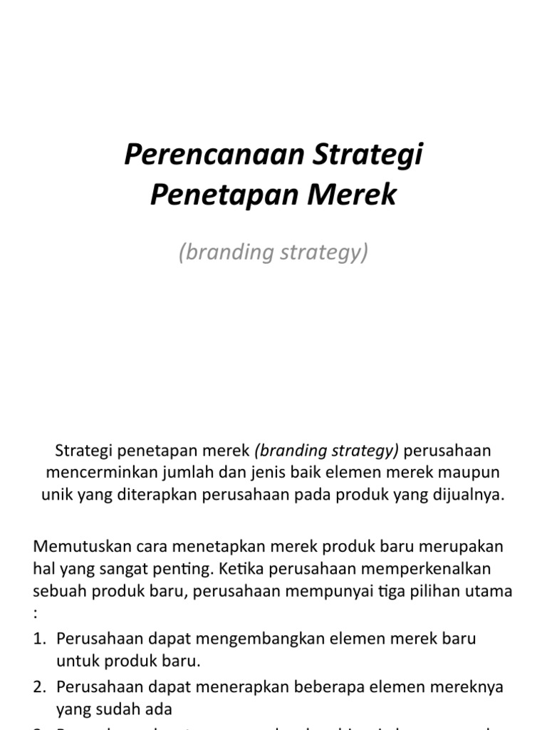 Perencanaan Strategi Penetapan Merek | PDF