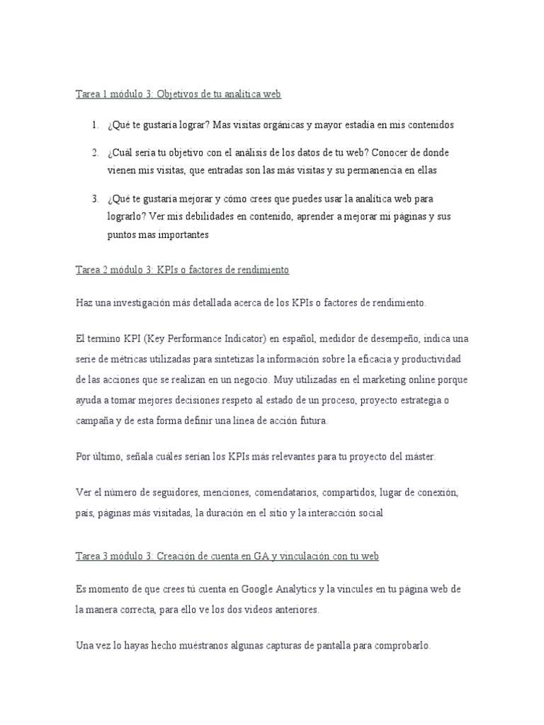 Módulo 3 Tareas Marketing Digital | PDF | Red mundial | Internet y web