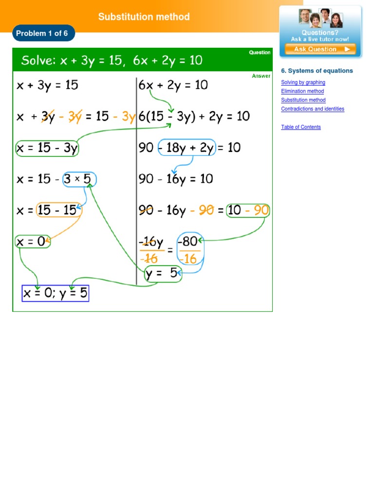 Substitution Method | PDF | Equations | Mathematical Objects