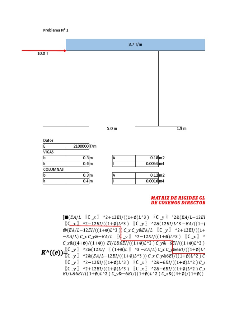 Problemas de Porticos - Matriz de Rigidez | PDF | Objetos matemáticos | Enseñanza de matemática