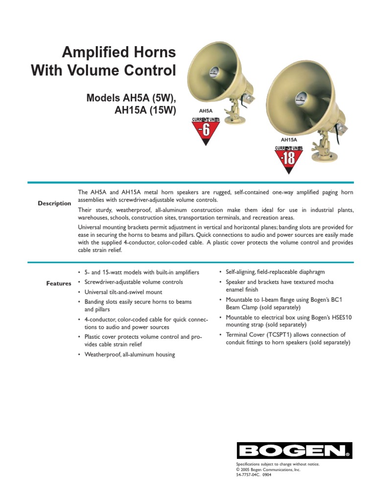 AH5As - Speaker PAGA System | PDF | Loudspeaker | Telecommunications ...