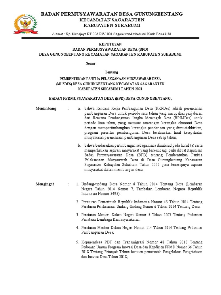 SK Panitia Musdes BPD | PDF