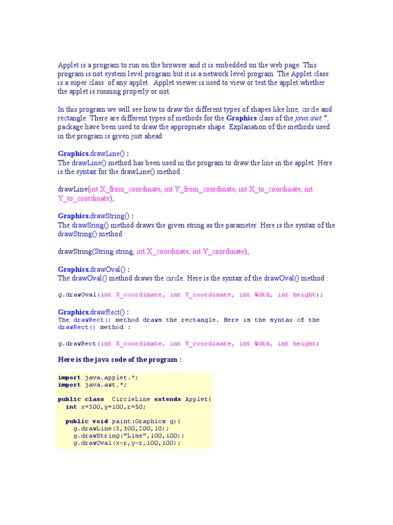 Applet | PDF | Java (Programming Language) | Parameter (Computer ... Applet | PDF | Java (Programming Language) | Parameter (Computer ...