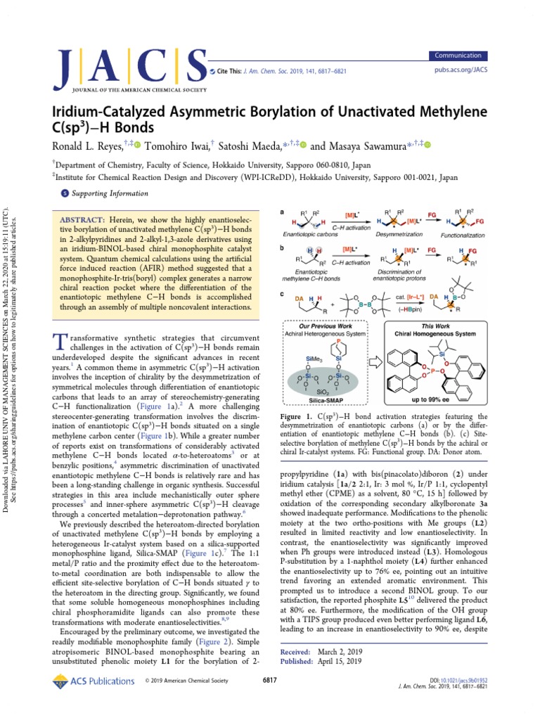 2019 Jacs.9b01952 J. Am. Chem. Soc. 2019, 141, 6817 6821 Iridium-Catalyzed Asymmetric Borylation ...