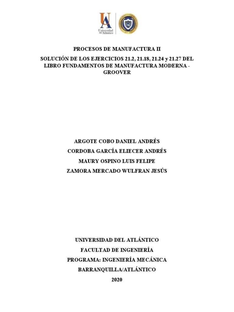 Procesos de Manufactura II Ejercicios | PDF | Metrología | Cantidades fisicas