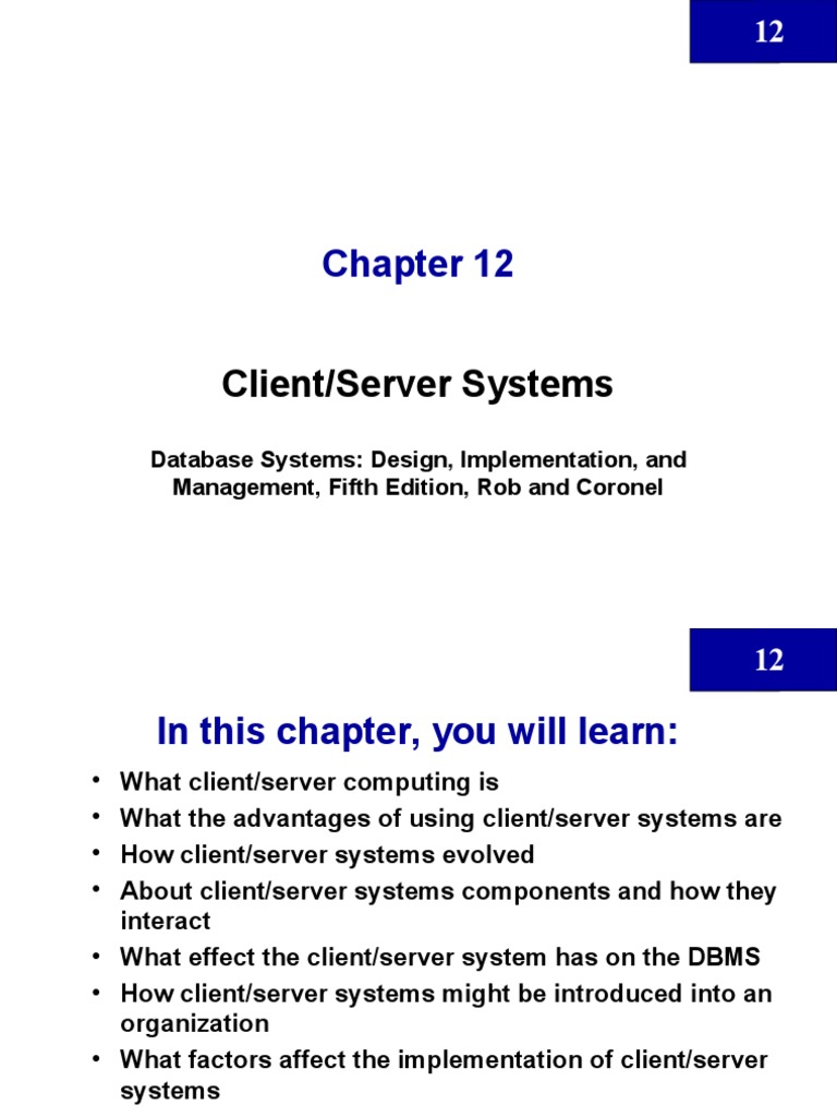 Client/Server Systems: Database Systems: Design, Implementation, and ...