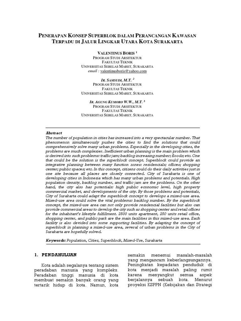 Penerapan Konsep Superblok Dalam Perancangan Kawas | PDF | Urbanization ...