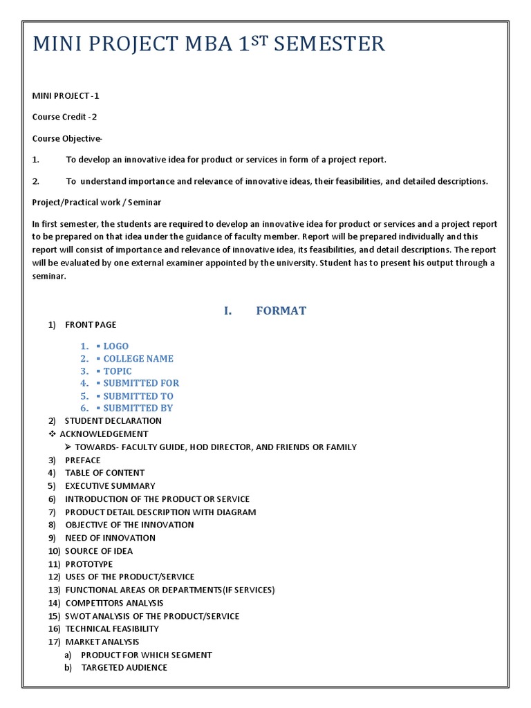 Mini Project Mba 1ST Semester | PDF | Business | Communication