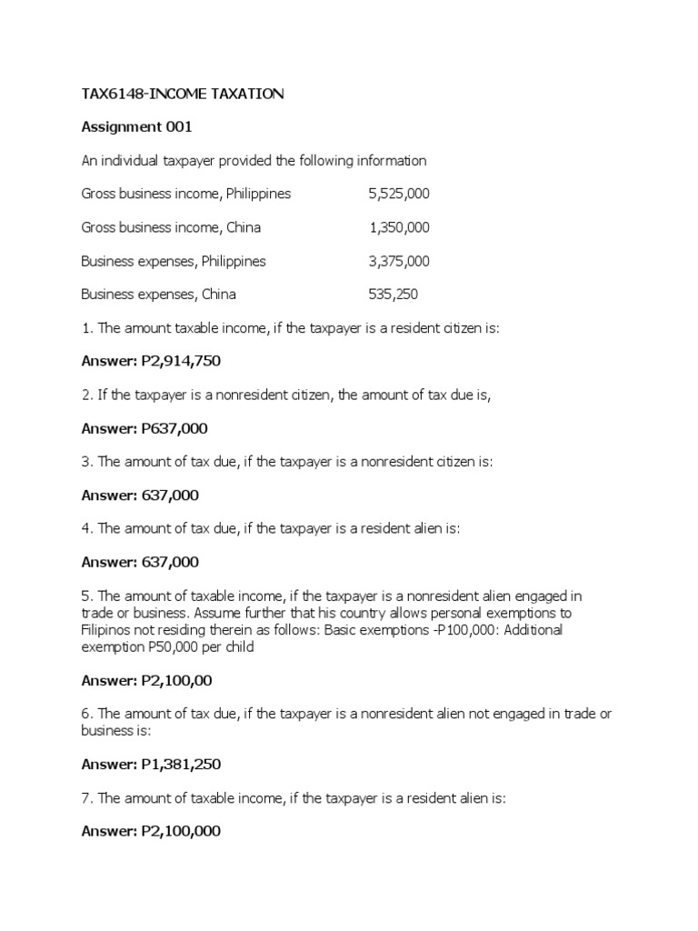 Tax6148-Income Taxation Assignment 001 | PDF | Depreciation | Taxes
