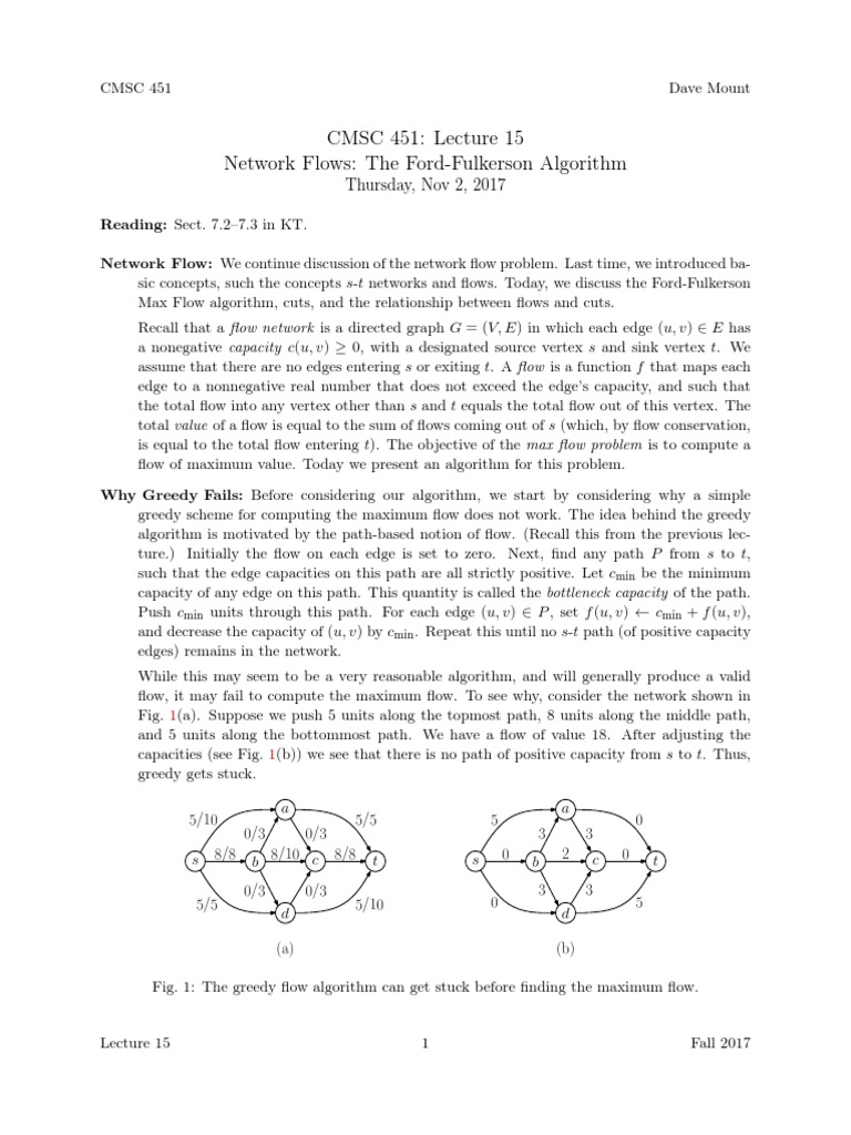 Lect15 Flow Ford Fulk | PDF | Combinatorial Optimization | Mathematical Relations