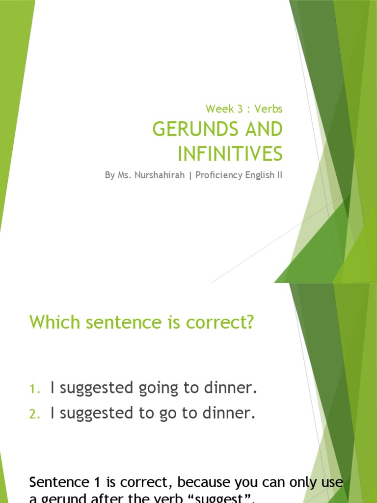 0 Week 3 - Gerunds and Infinitives | PDF | Verb | Sentence (Linguistics)