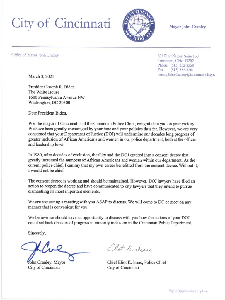 White House Consent Decree Letter | PDF