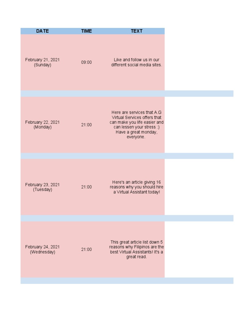 Social Media Content Plan Sample | PDF