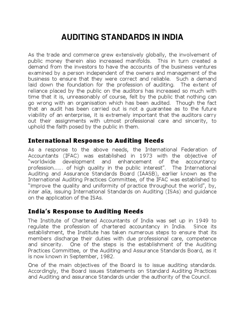 Auditing Standards in India | PDF | Financial Audit | Audit