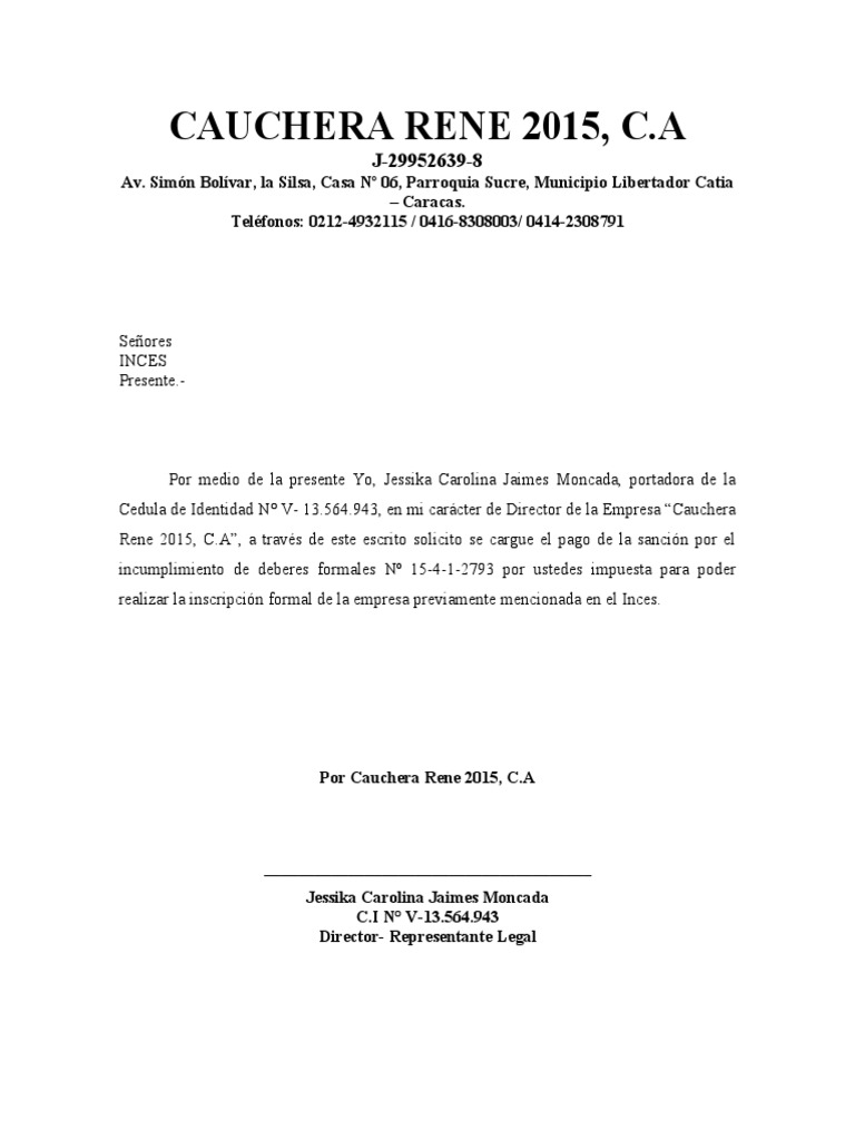 Carta A Inces | PDF | Business