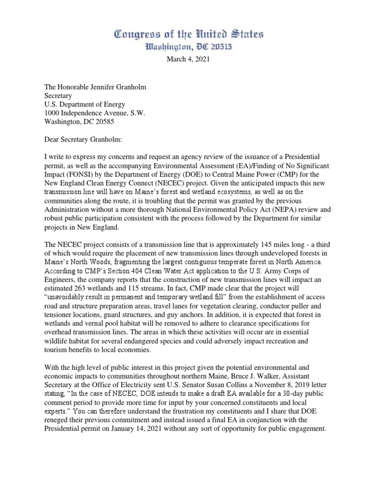 LTR To DOE (CMP Presidential Permit) 2005 .Pdfjarred | PDF | National ...