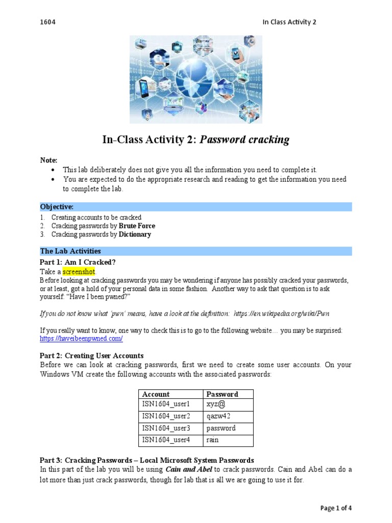 In-Class Activity 2: Password Cracking | PDF | Password | Computer Security
