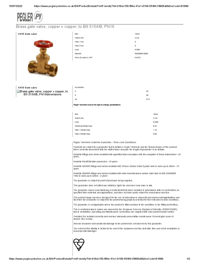 Brass Gate Valve, Copper X Copper, To BS 5154/B, PN16dimensions | PDF ...