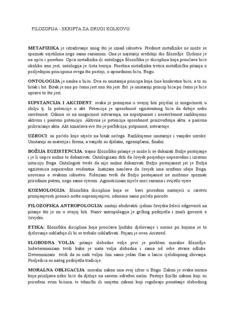 Skripta Filozofija - Za Drugi Kolokvij | PDF
