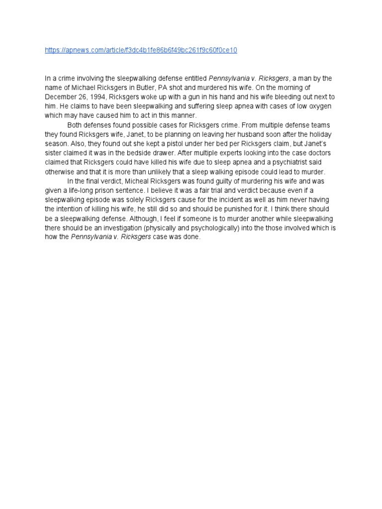 Sleep Walking Defense Research | PDF