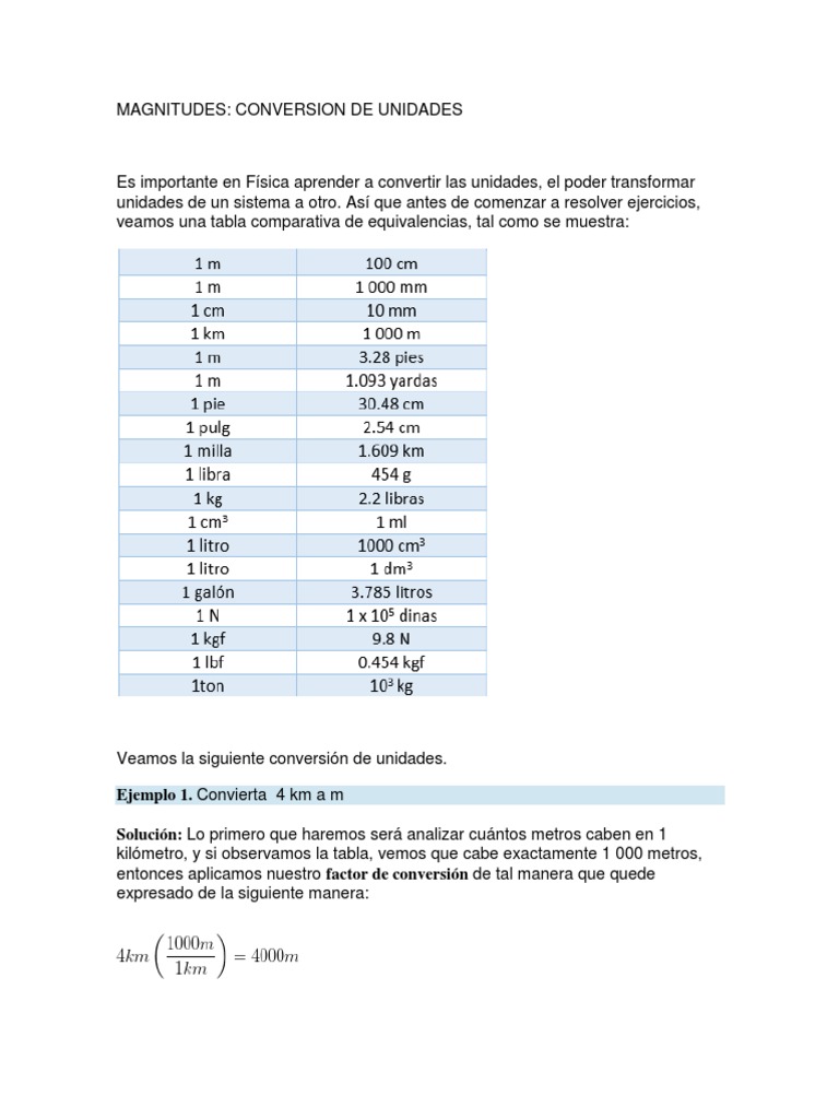 Magnitudes Conversion de Unidades | PDF | Enseñanza de matemática | Science