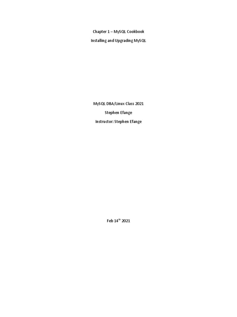 Chapter 1 - Mysql Cookbook Installing and Upgrading Mysql | PDF ... Chapter 1 - Mysql Cookbook Installing and Upgrading Mysql | PDF ...