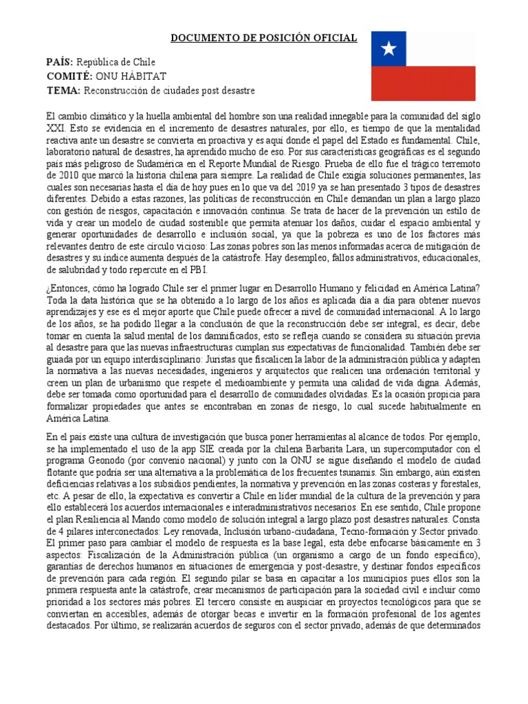 Position Paper Chile | PDF | Chile | Naciones Unidas