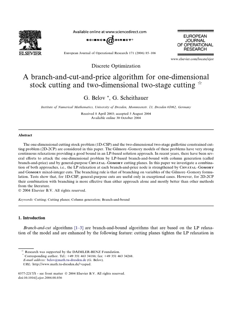 A Branch-And-Cut-And-Price Algorithm For One-Dimensional Stock Cutting ...