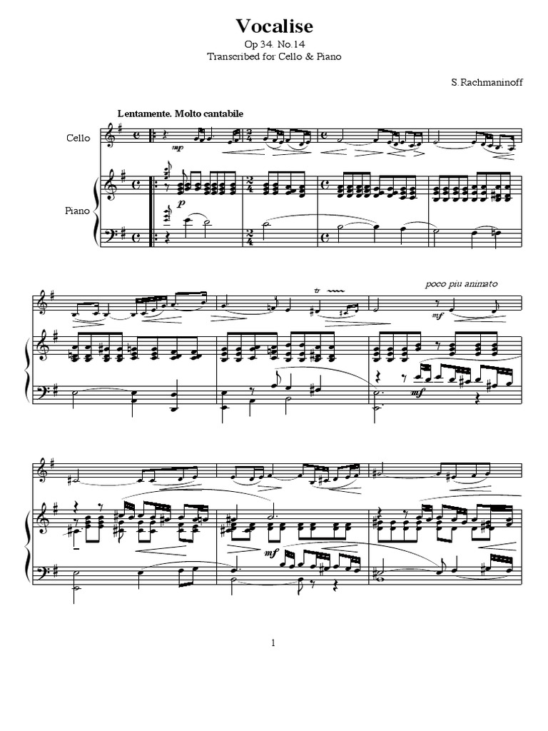 Vocalise Rachmaninoff | PDF