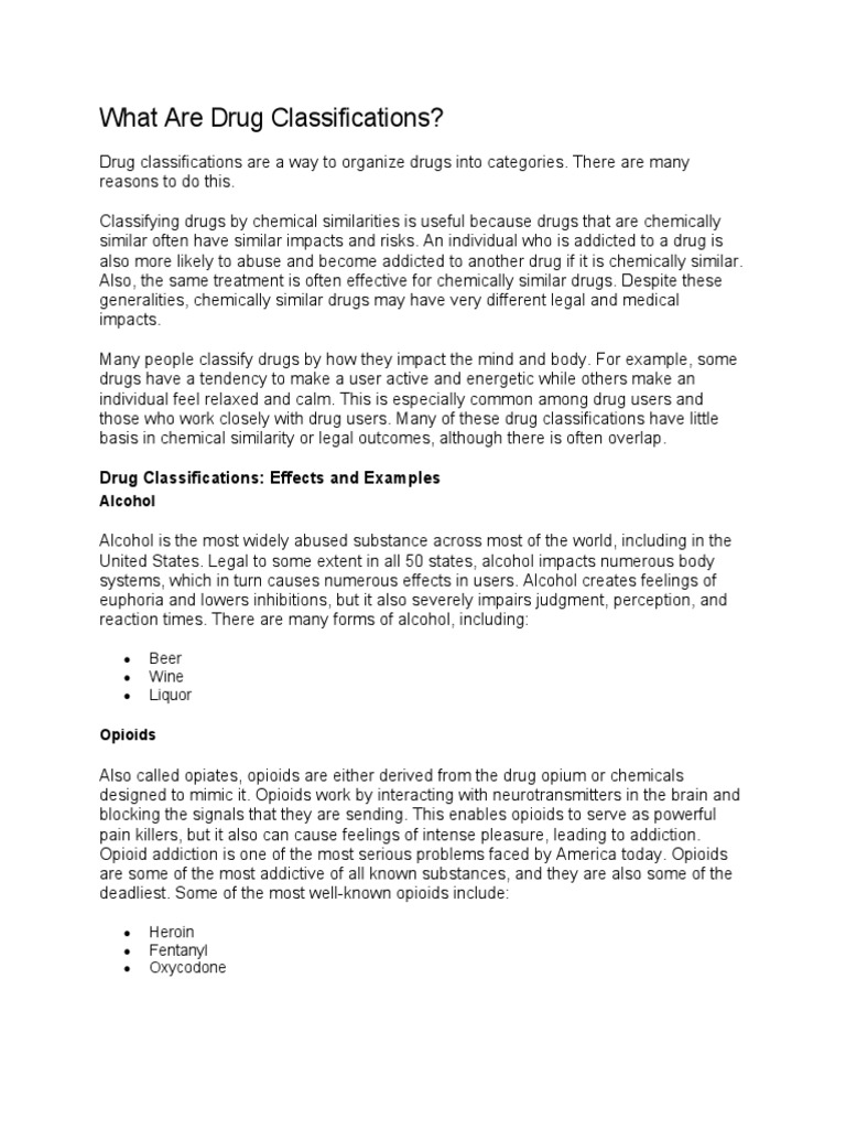 What Are Drug Classifications | PDF | Opioid | Benzodiazepine